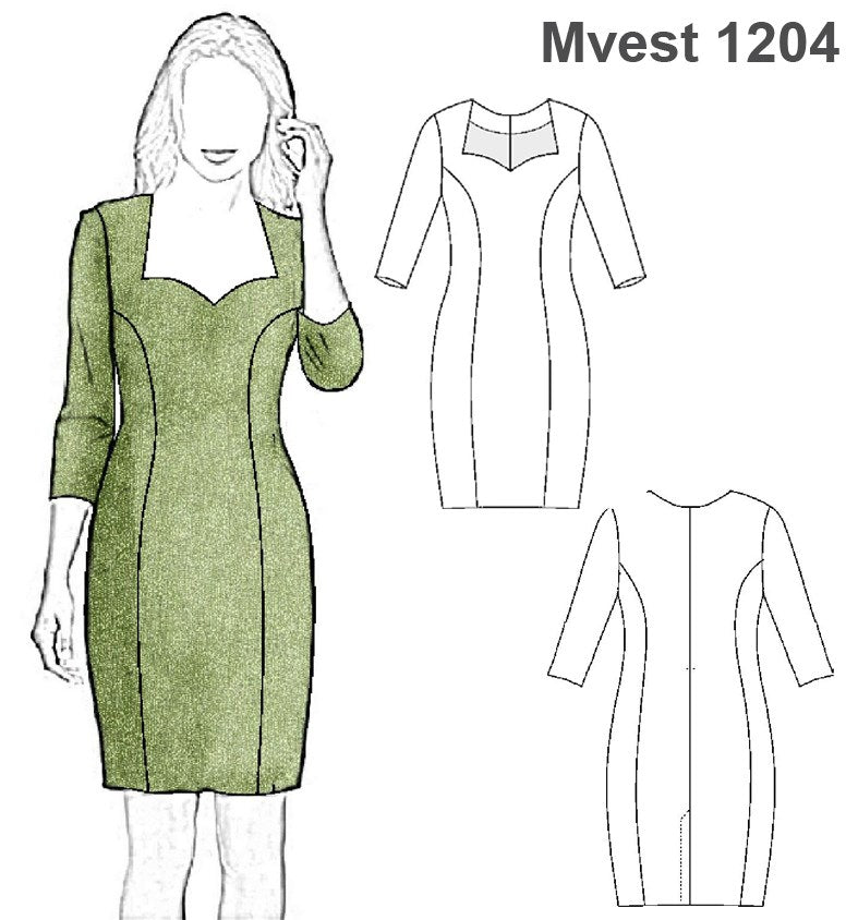 MOLDE VESTIDO ESCOTE CORAZON MUJER 1204