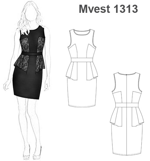 MOLDE VESTIDO PEPLUM MUJER 1313